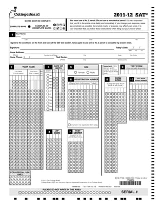 2011 2012 official sat practice test | PDF