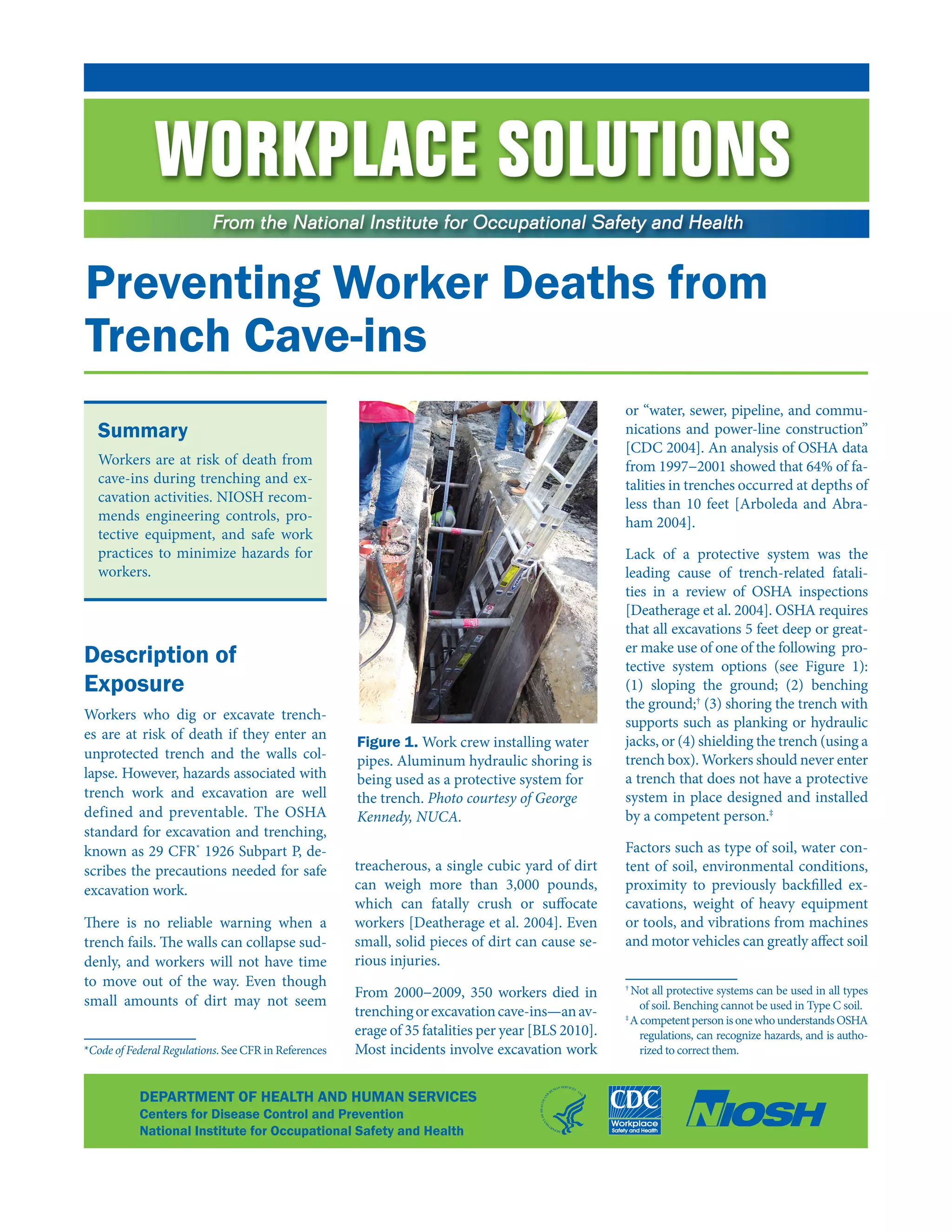 NIOSH - Preventing Worker Deaths from Trench Cave-ins | PDF