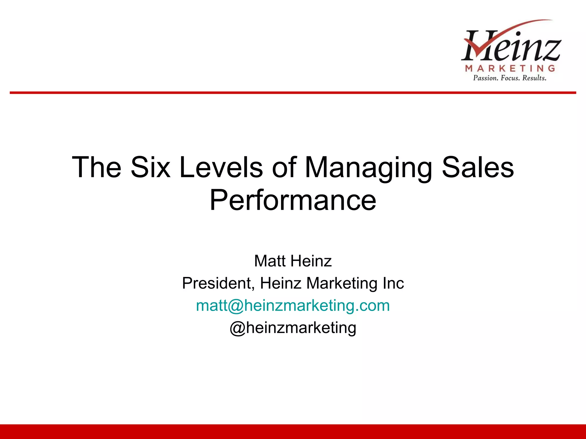 The Six Levels of Managing Sales Performance | PPT