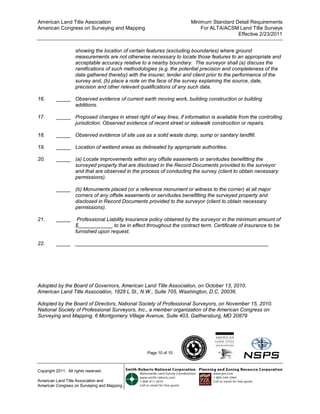 Table A 2011 ALTA ACSM Survey Responsibilities | PDF
