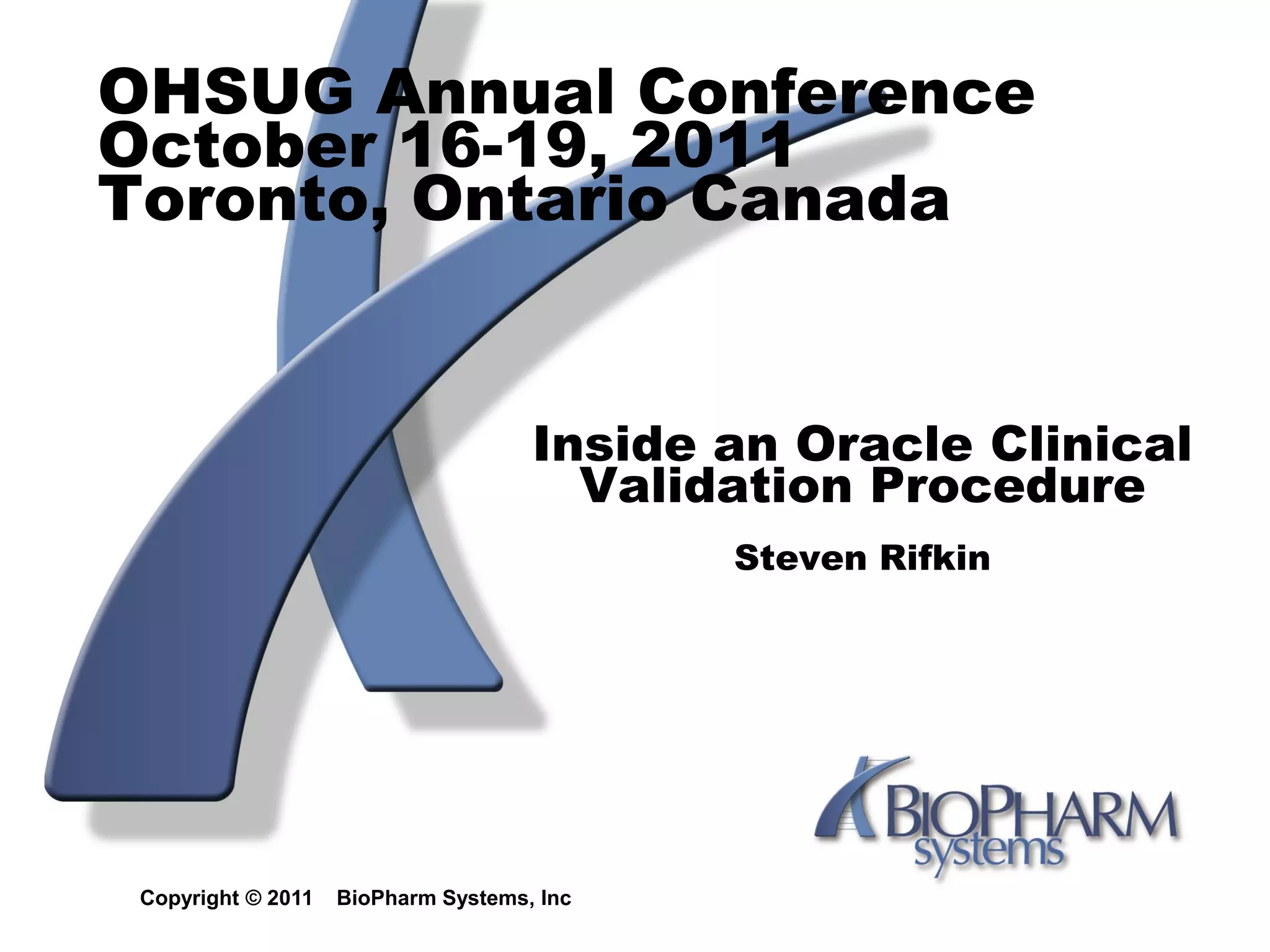 Inside an Oracle Clinical Validation Procedure | PPT