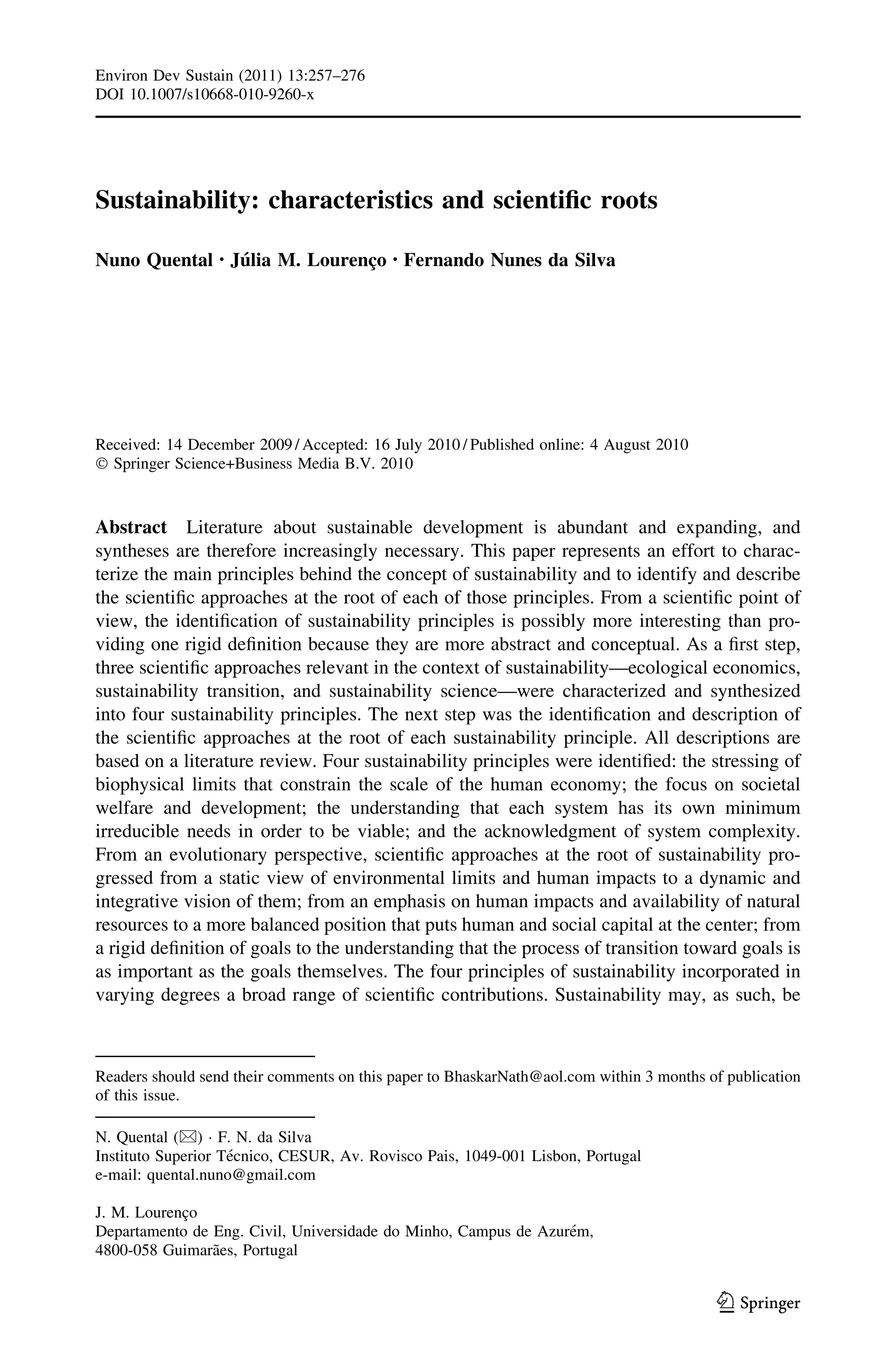 Sustainability, characteristics and scientific roots | PDF