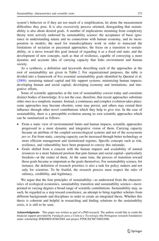 Sustainability, characteristics and scientific roots | PDF