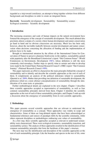 Sustainability, characteristics and scientific roots | PDF