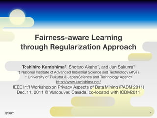 Fairness-aware Learning through Regularization Approach | PDF