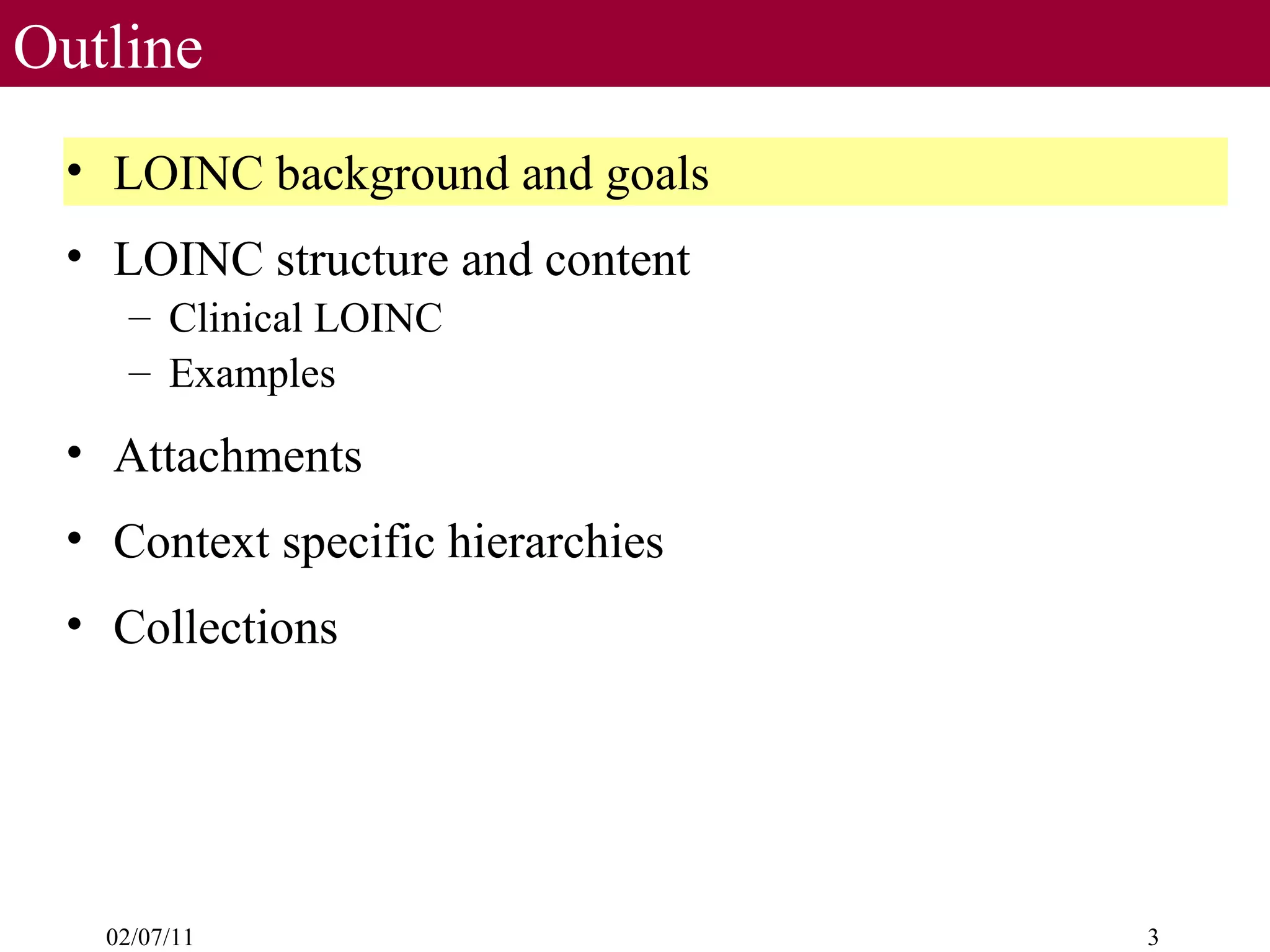 2011 01 27 - Clinical LOINC Tutorial - Intro and Foundations | PPT