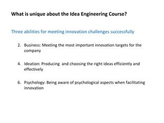 Idea Engineering: Case Study about a University Course | PPT