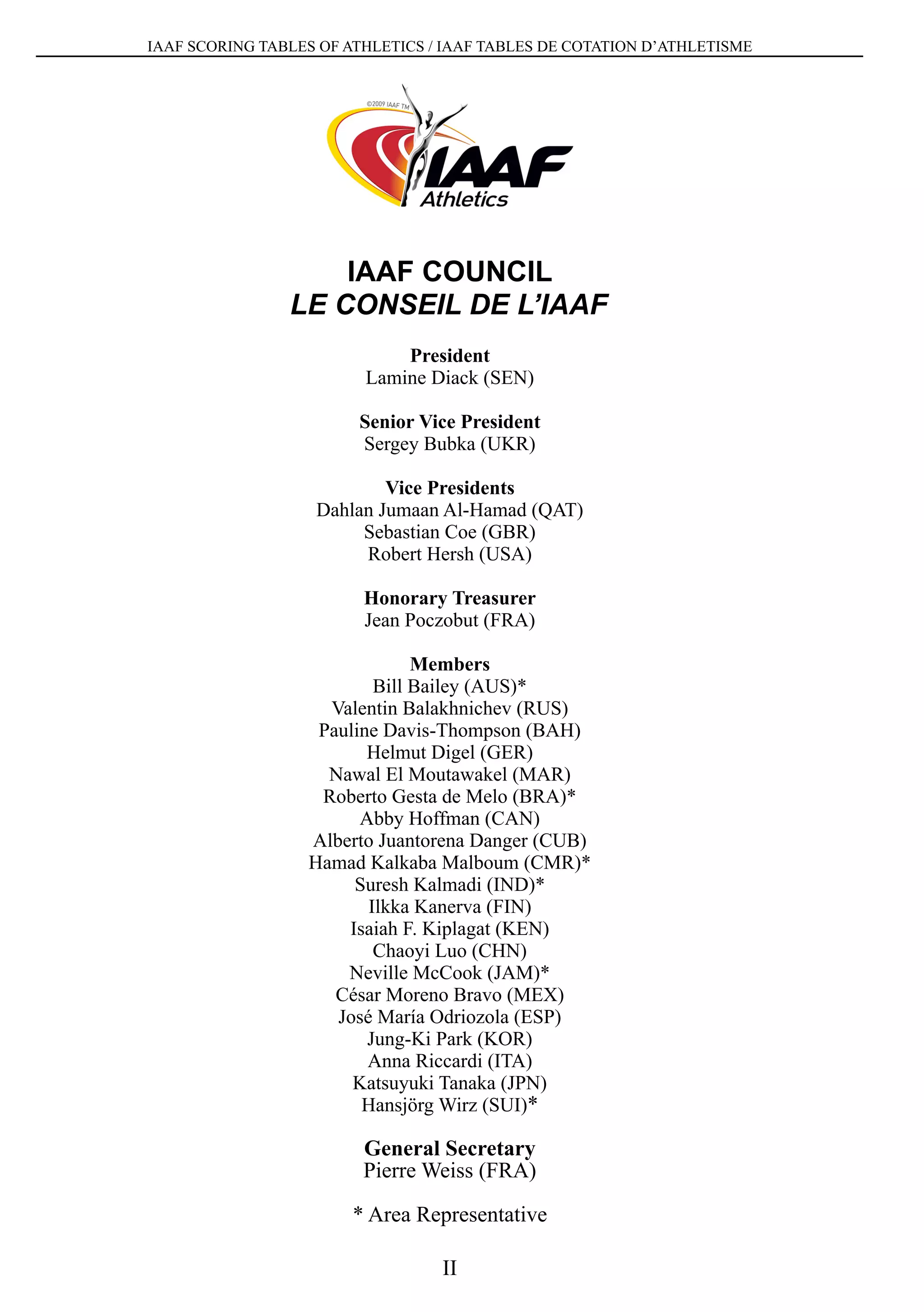 Tabla IAAF 2011 | PDF