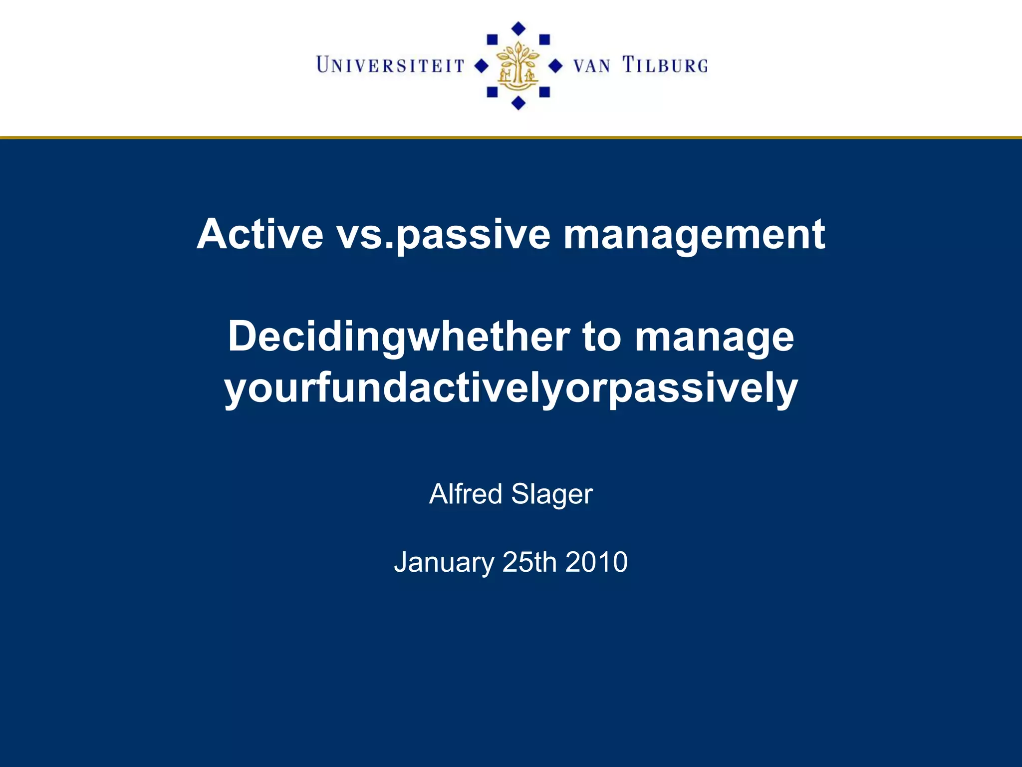 Presentation Active vs Passive Management | PPTX