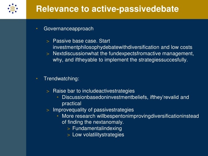Presentation Active vs Passive Management