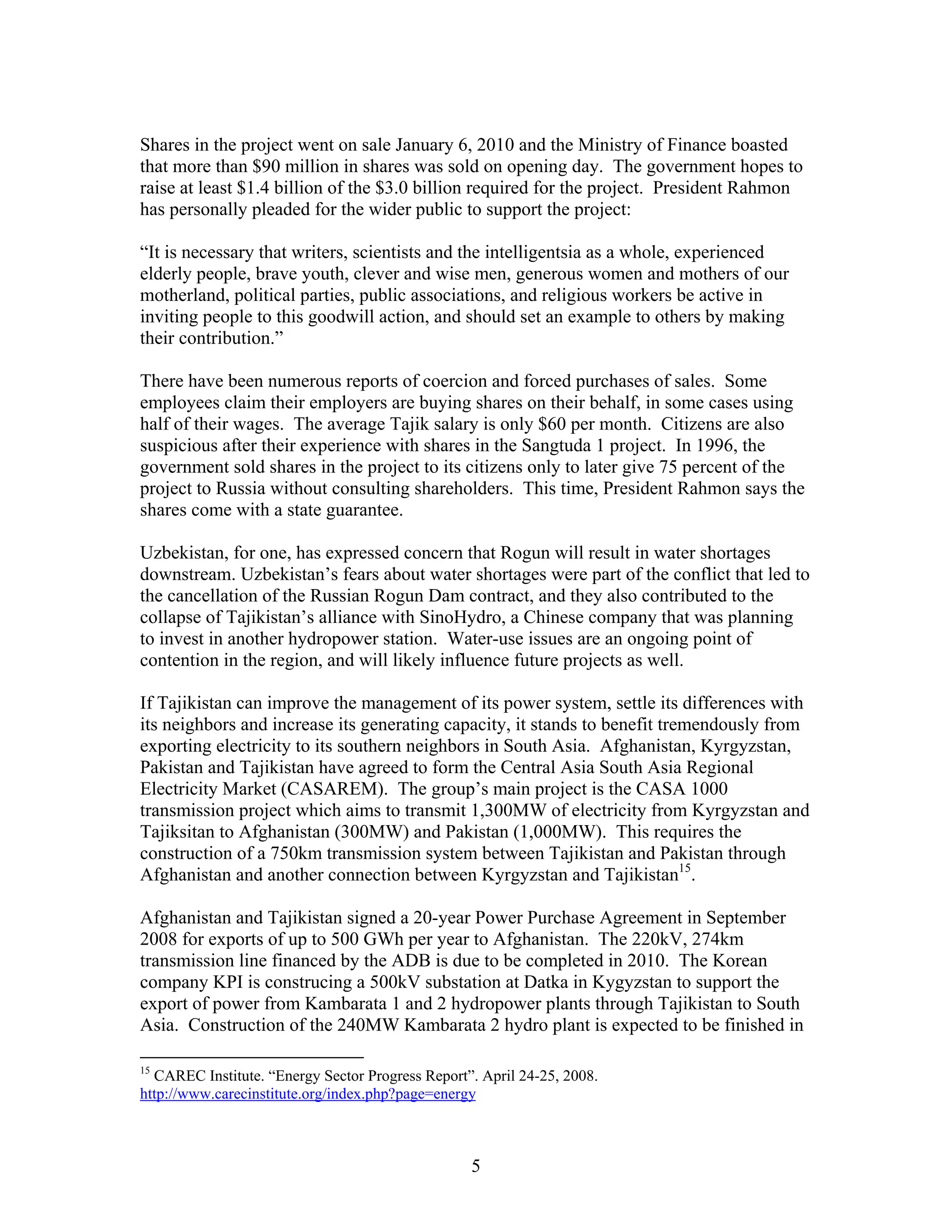Beyond Rogun The Tajik Hydropower Sector | PDF