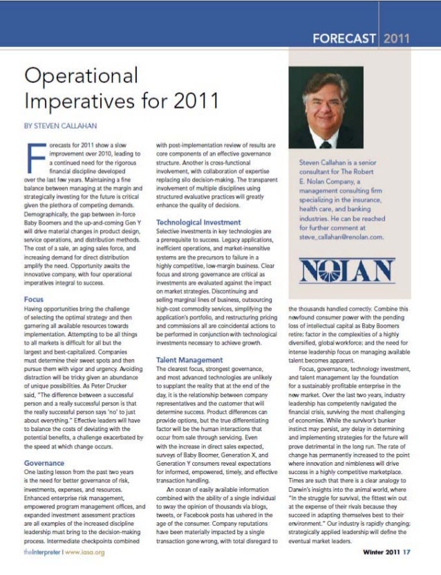 201101 IASA theInterpreter: Operational Imperatives for 2011 | PDF