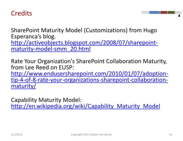 The SharePoint Maturity Model - as presented 1 March 2011 for Nothing ...