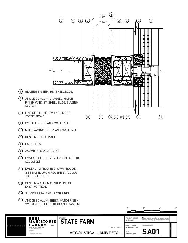 Acoustical wall detail and window jamb