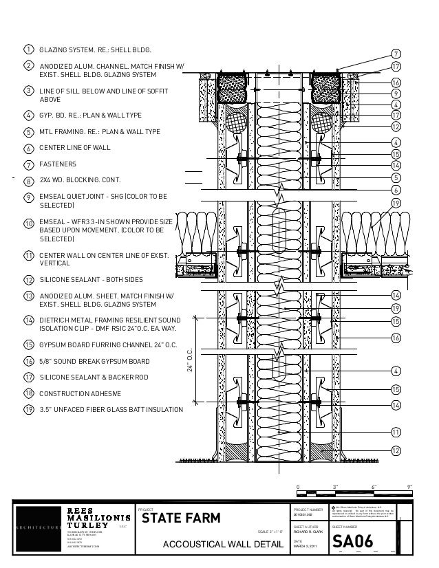 Acoustical wall detail and window jamb