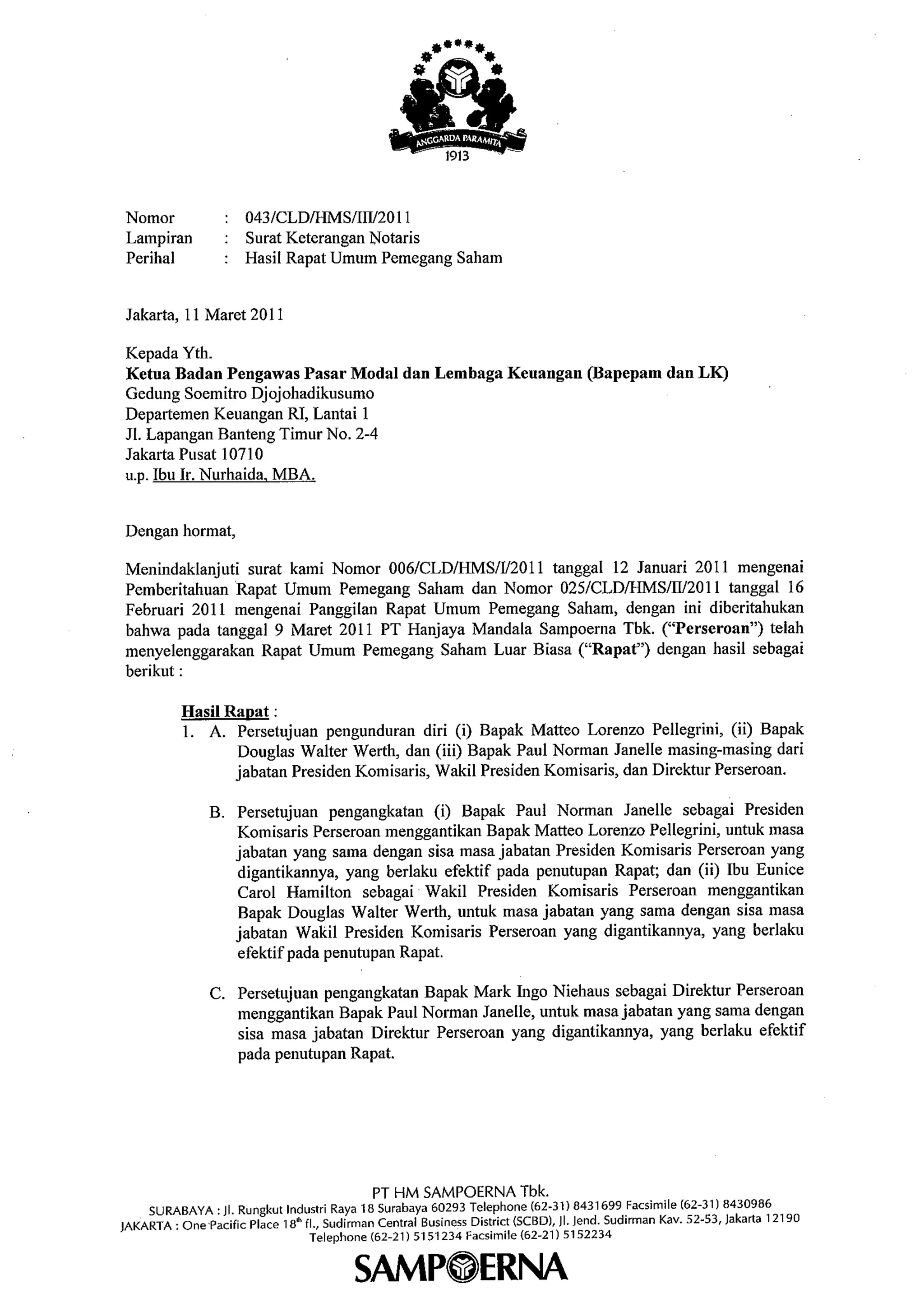 Hasil keputusan RUPS | PDF