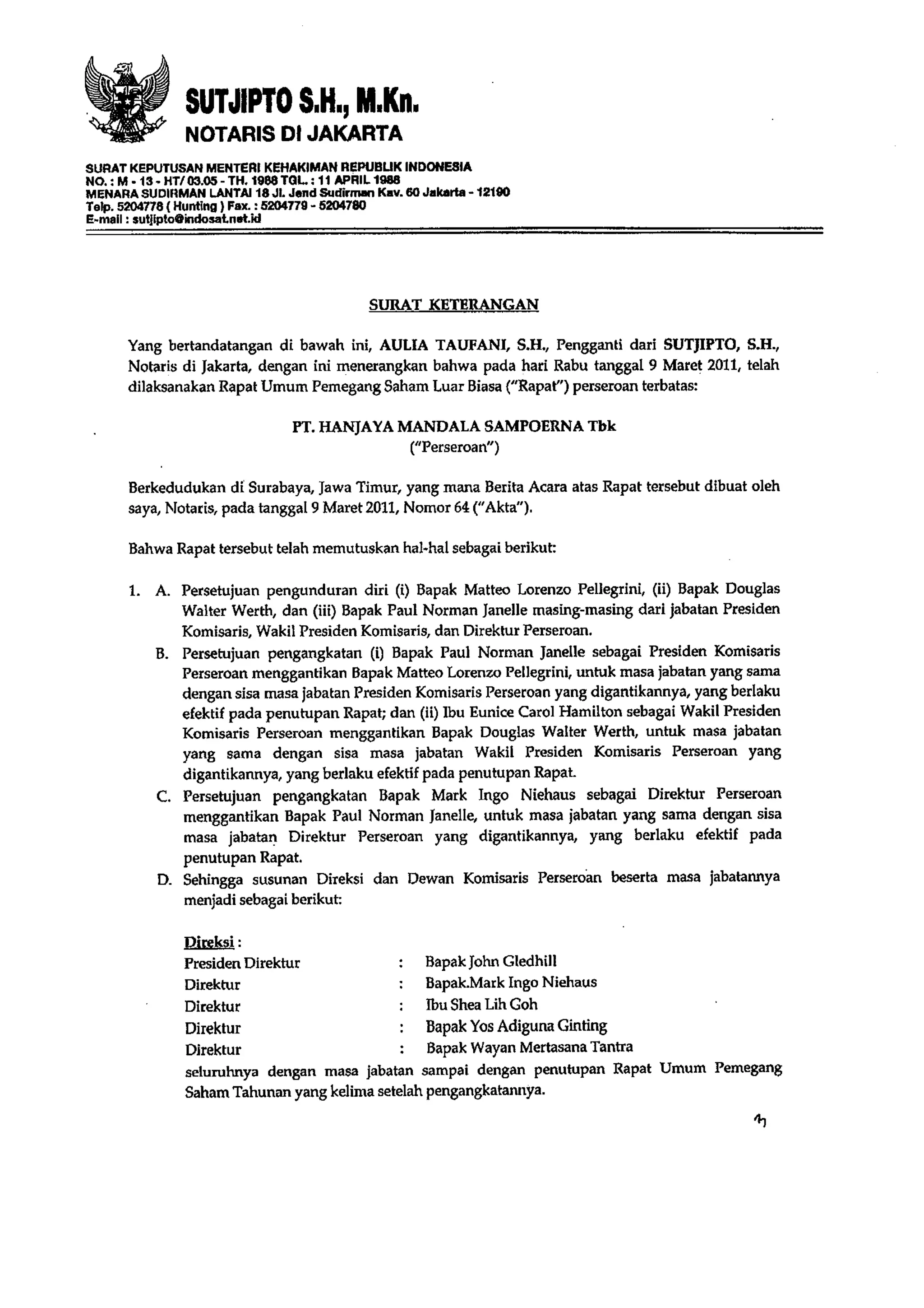 Hasil keputusan RUPS | PDF