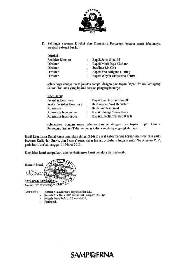 Hasil keputusan RUPS | PDF