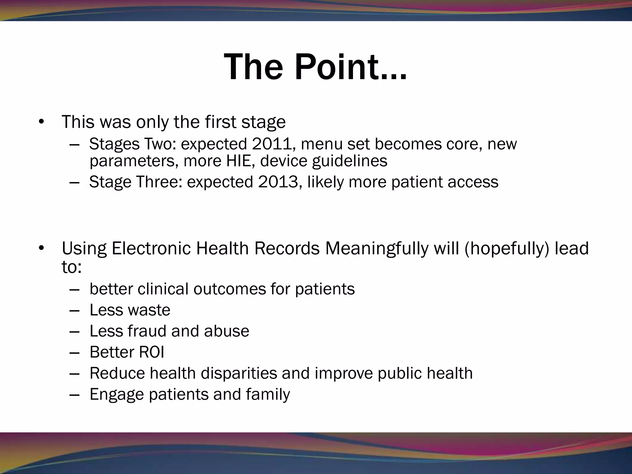 Meaningful Use Stage One Overview | PPTX