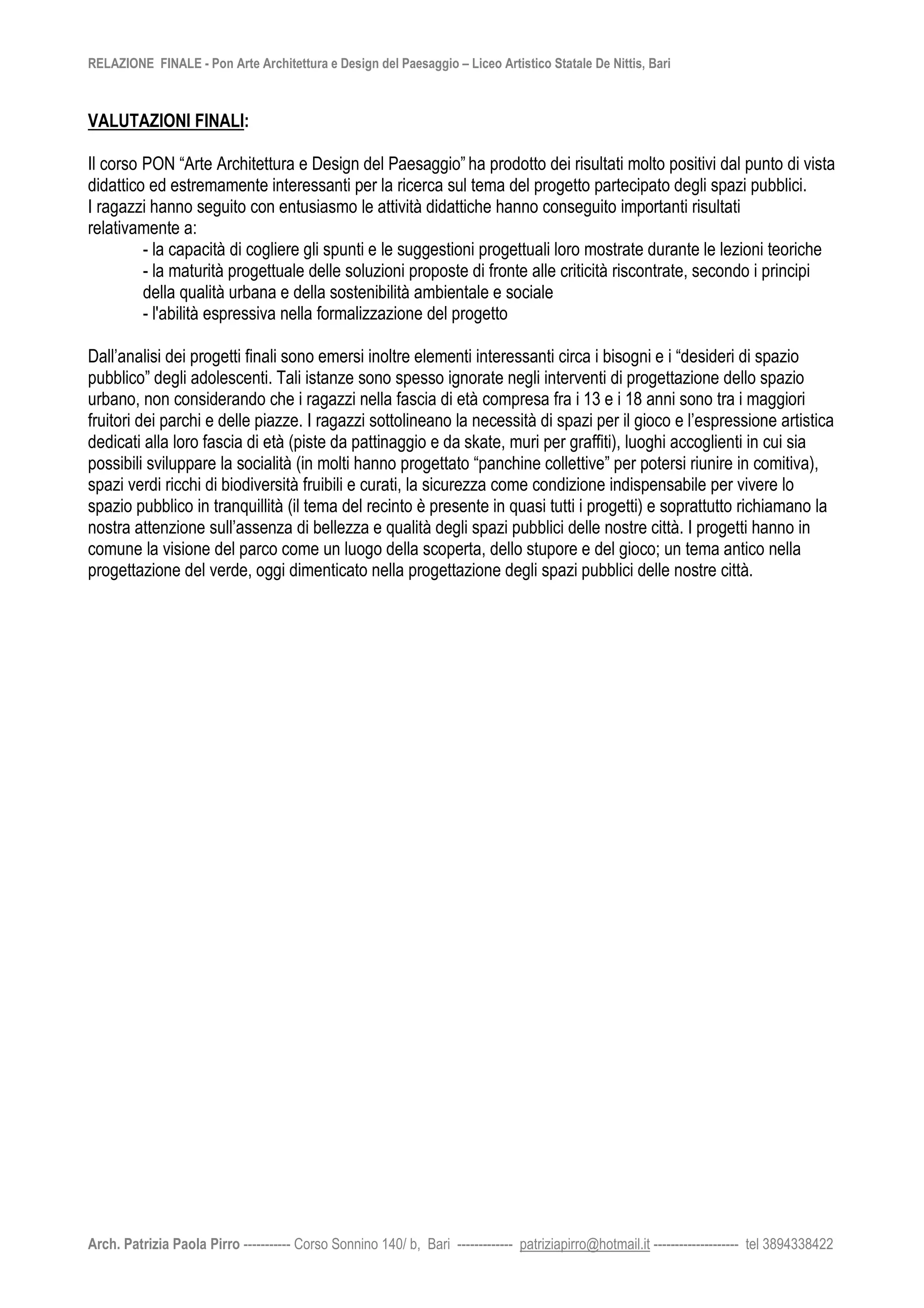 Relazione finale | PDF