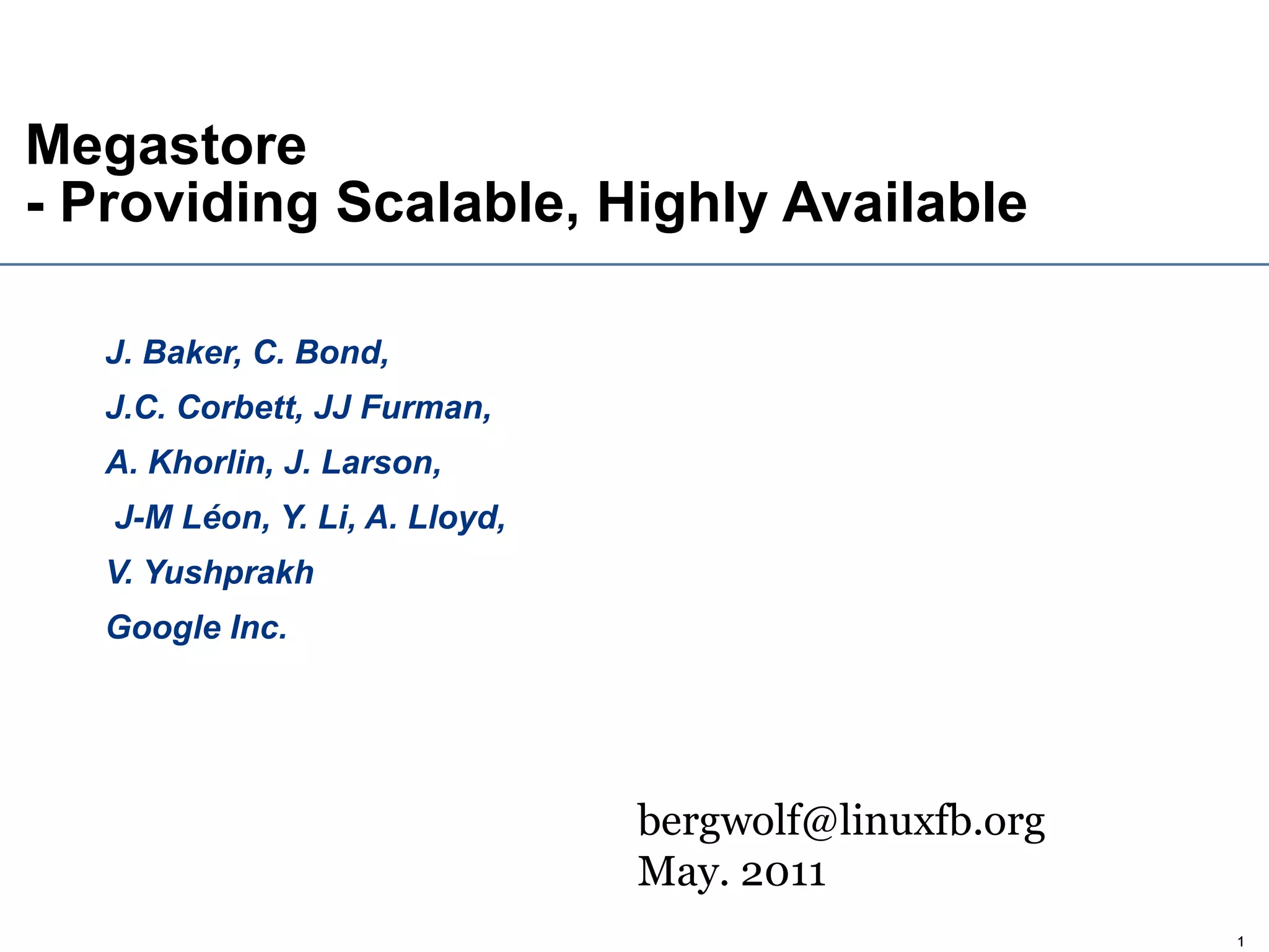 Google Megastore | PPT