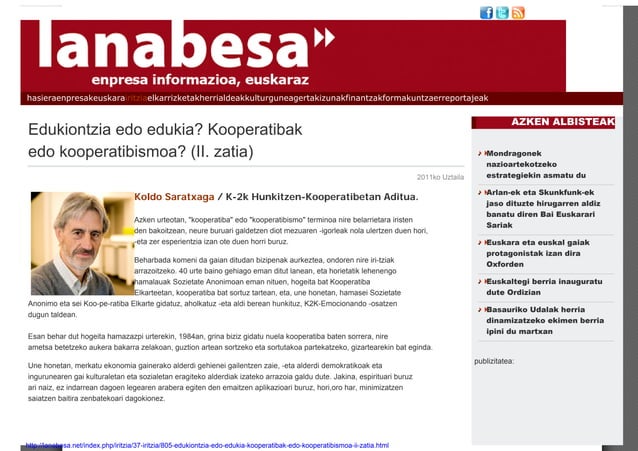 Koldo Saratxaga: «Edukiontzia edo edukia?, kooperatibak edo ...