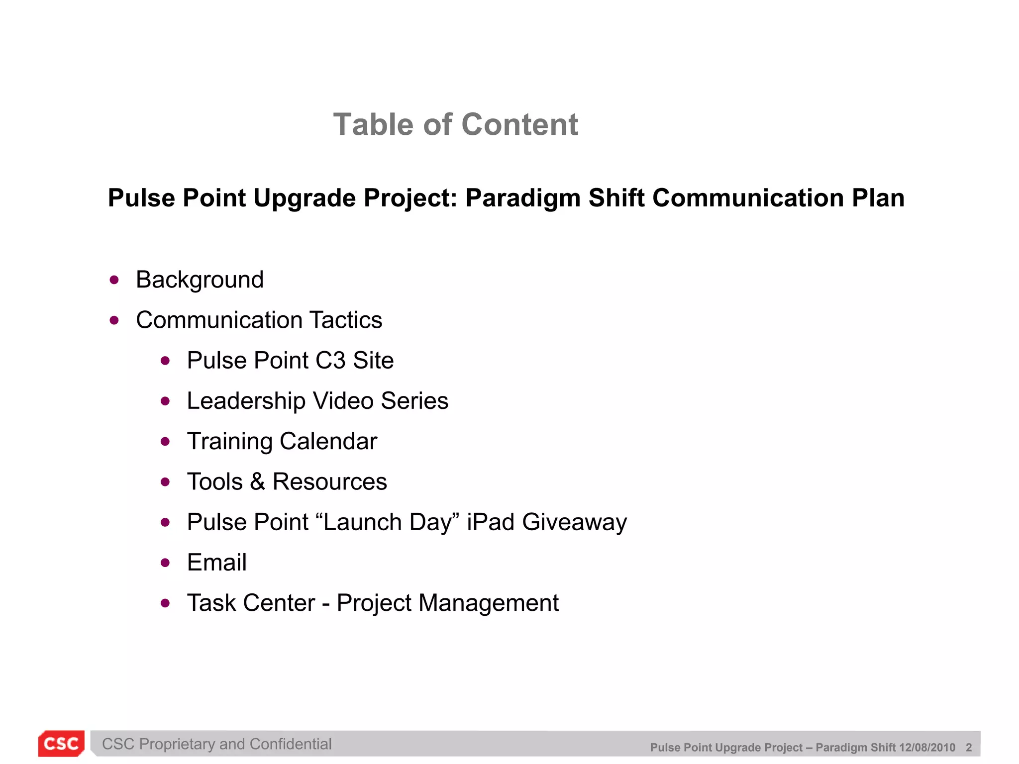 Pulse Point Upgrade Communication Plan | PPT