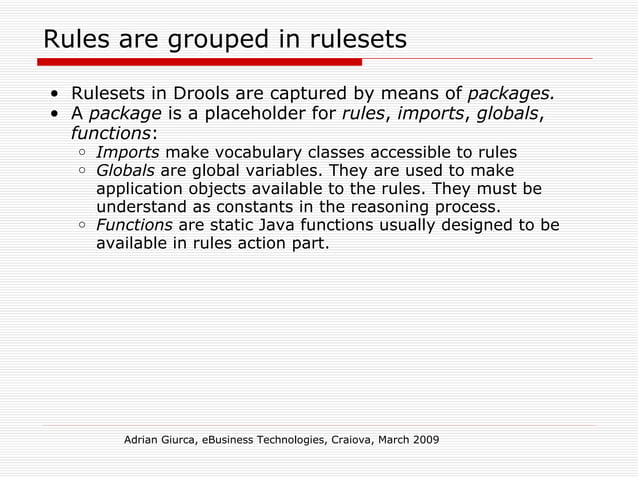 Introduction to Drools | PPT | Web Development | Internet
