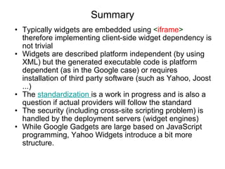 Mashups as Collection of Widgets | PPT