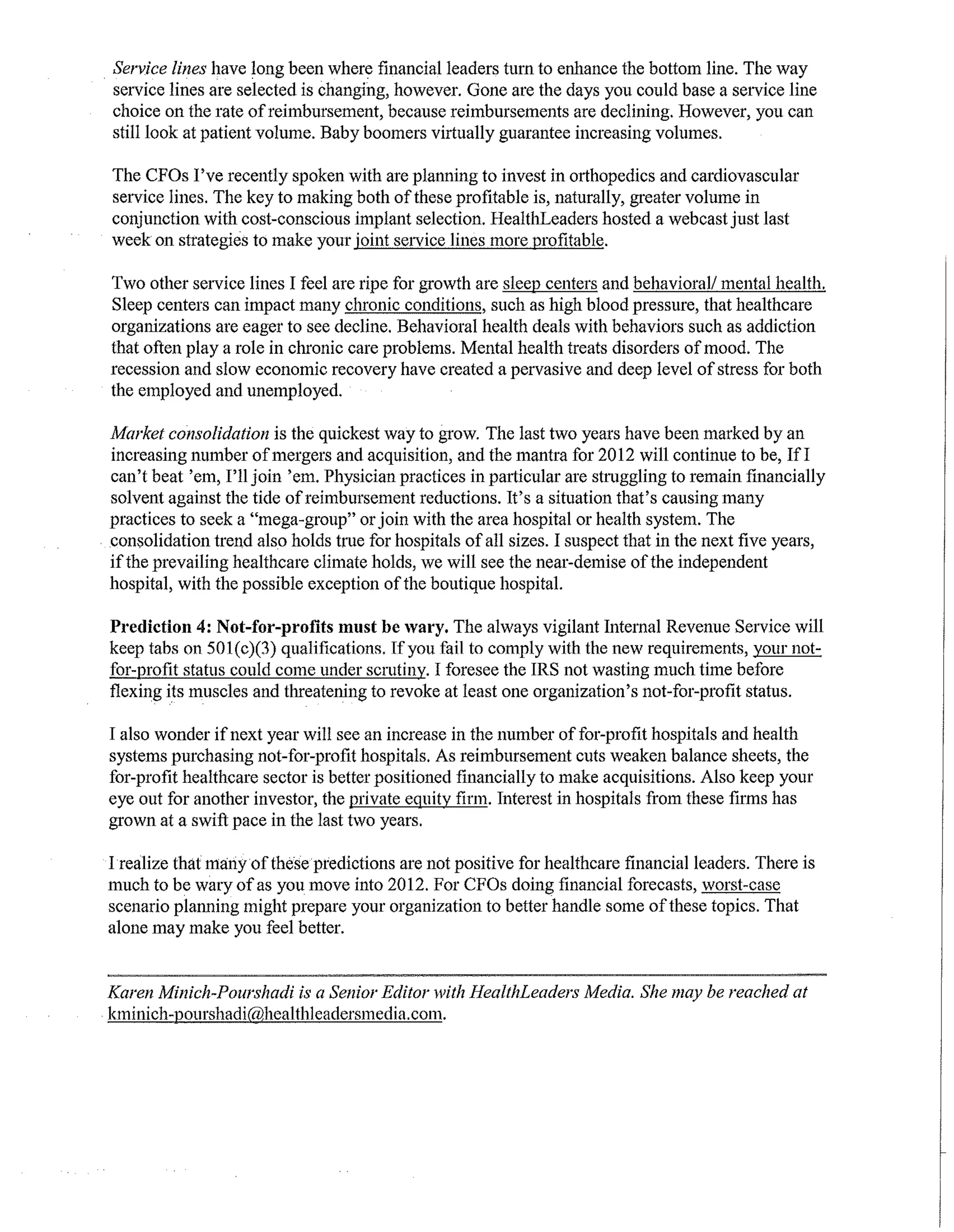 HealthLeaders - Looking Ahead..... | PDF