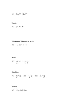 201110 ab mathextraordinaryexam | DOC | Science