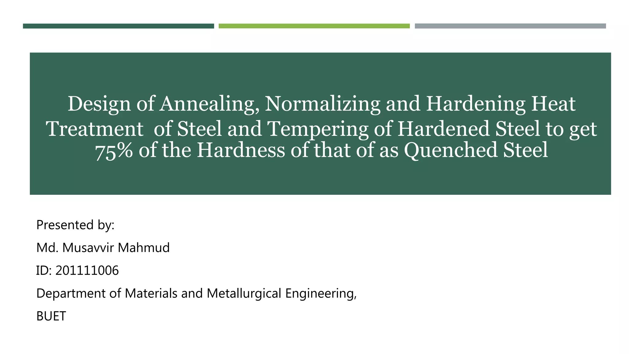 Design of Annealing, Normalizing and Hardening Heat Treatment of Steel | PPT