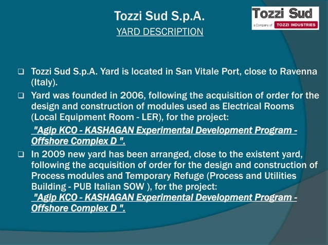 Tozzi Yard Presentation | PPT