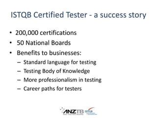 ANZTB ISTQB Expert Certificate 20111116 | PPTX | Educational Assessment | Education