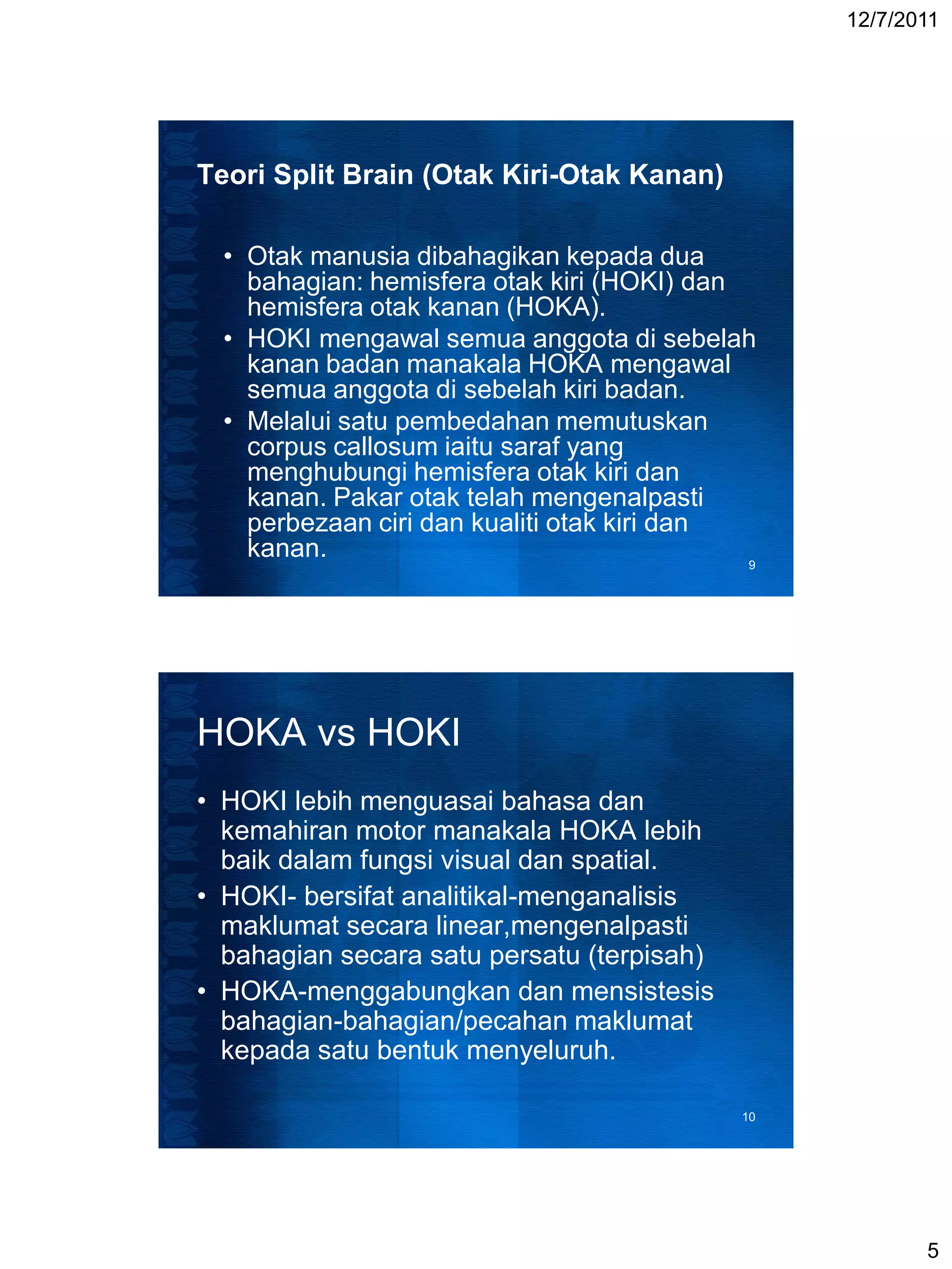 Kuliah 2 teori otak triune teori split brain dan multiple in | PDF