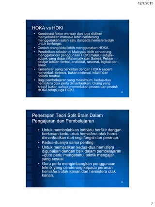 Kuliah 2 teori otak triune teori split brain dan multiple in | PDF