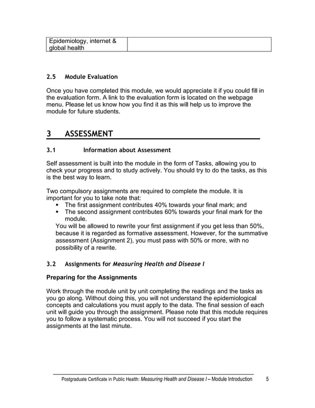 Measuring Health and Disease I: Introduction to Epidemiology Module ...
