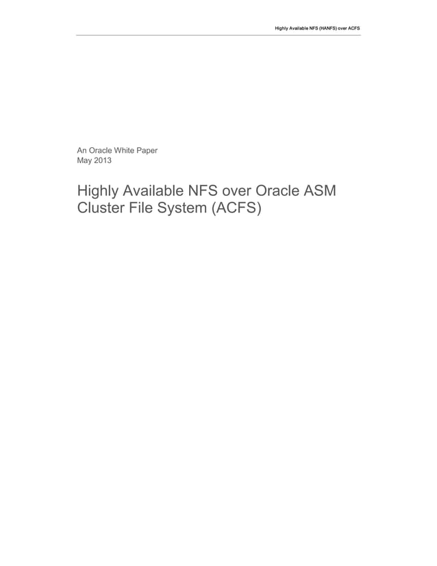 Oracle Ha Nfs Over Oracle Asm Pdf