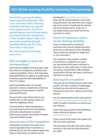 Disability Swimming Champsionships | PDF | Disabled Sports | Sports