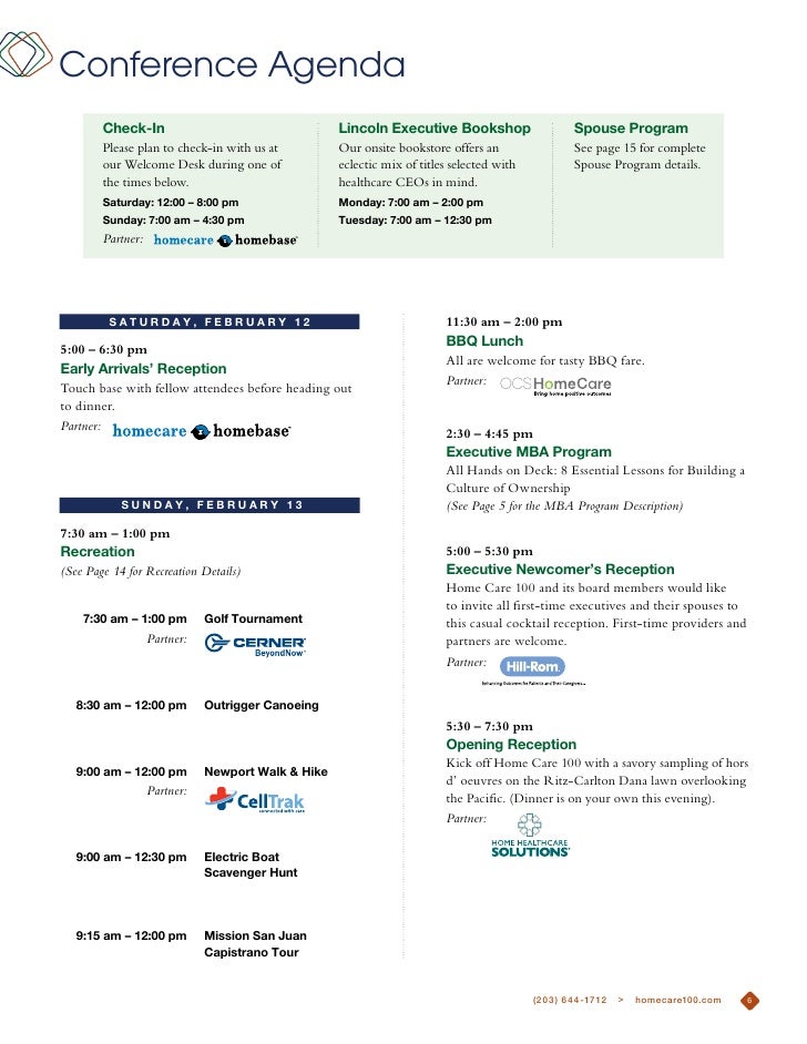 2011 Home Care 100 Conference Agenda