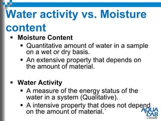 basics of water activity virtual seminar | PDF