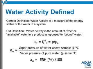 basics of water activity virtual seminar | PDF