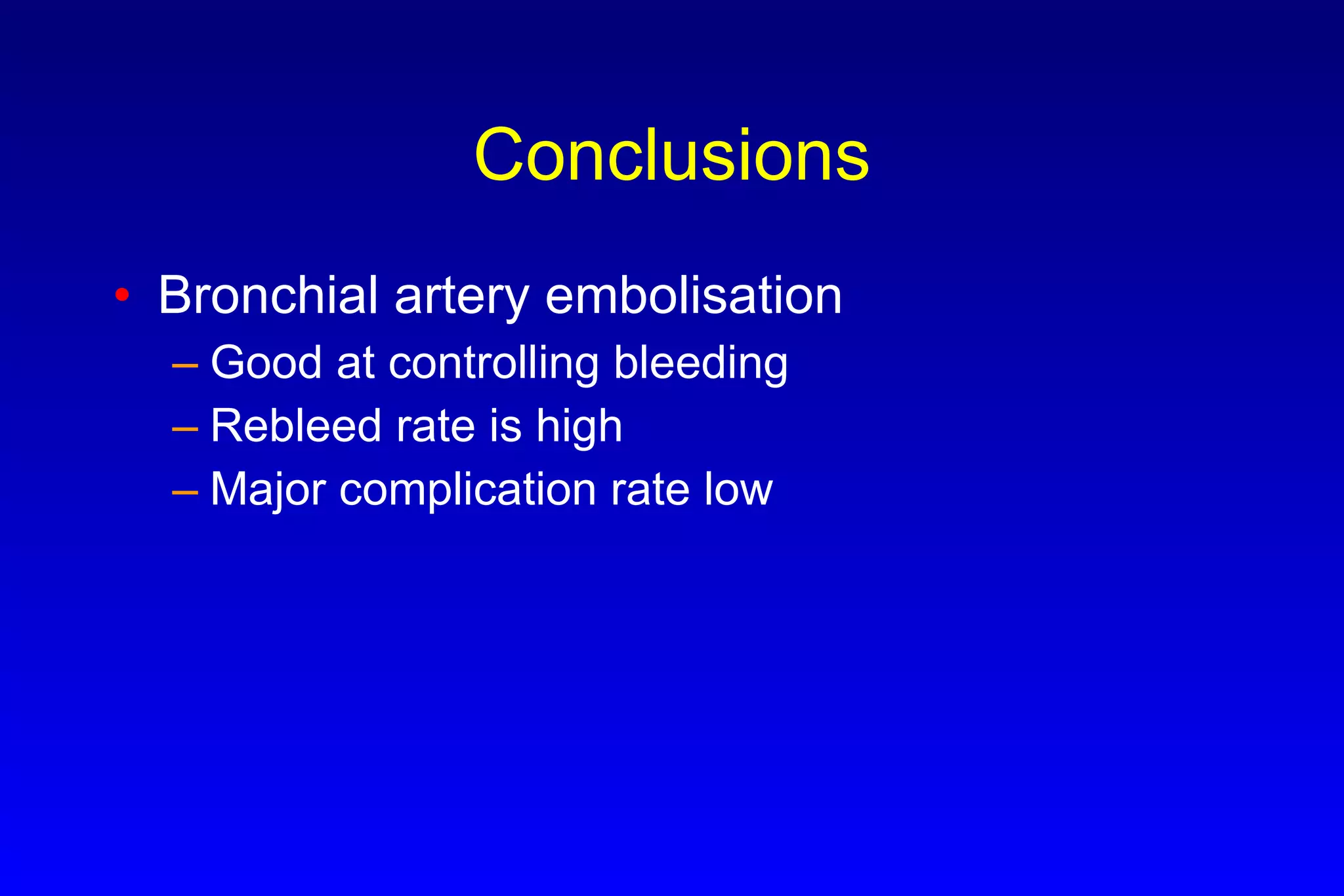 Bronchial embolisation to treat bleeding caused by chronic pulmonary ...