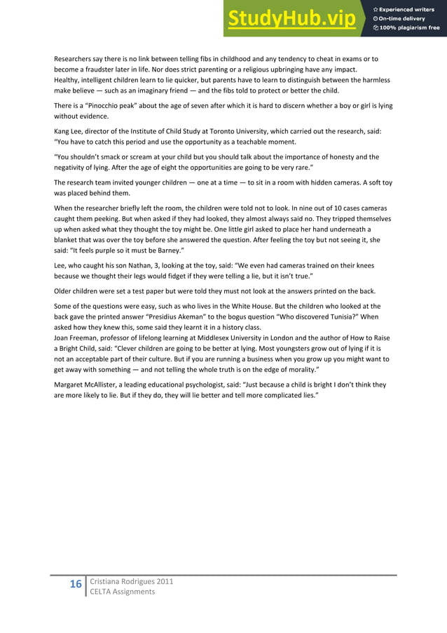 2011 Cambridge CELTA Assignments | PDF