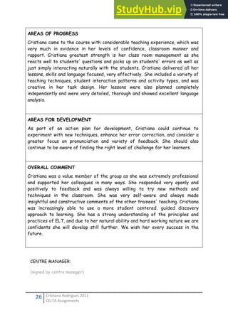 2011 Cambridge CELTA Assignments | PDF