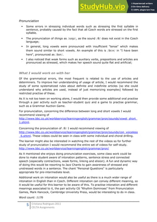 2011 Cambridge CELTA Assignments | PDF