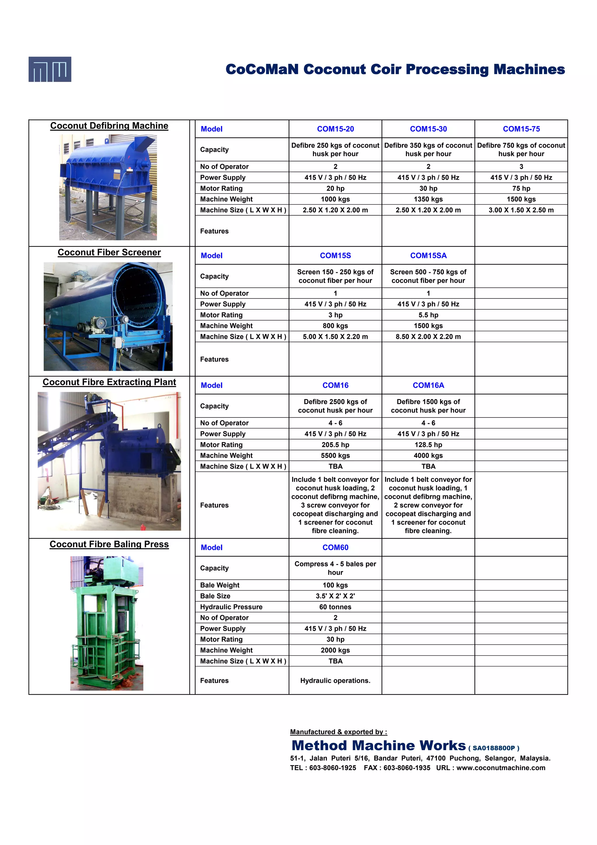 2011 co coman coconut coir machine catalogue a | PDF