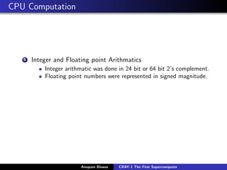 Cray-1 The First Supercomputer | PDF