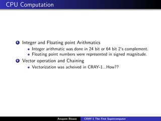 Cray-1 The First Supercomputer | PDF