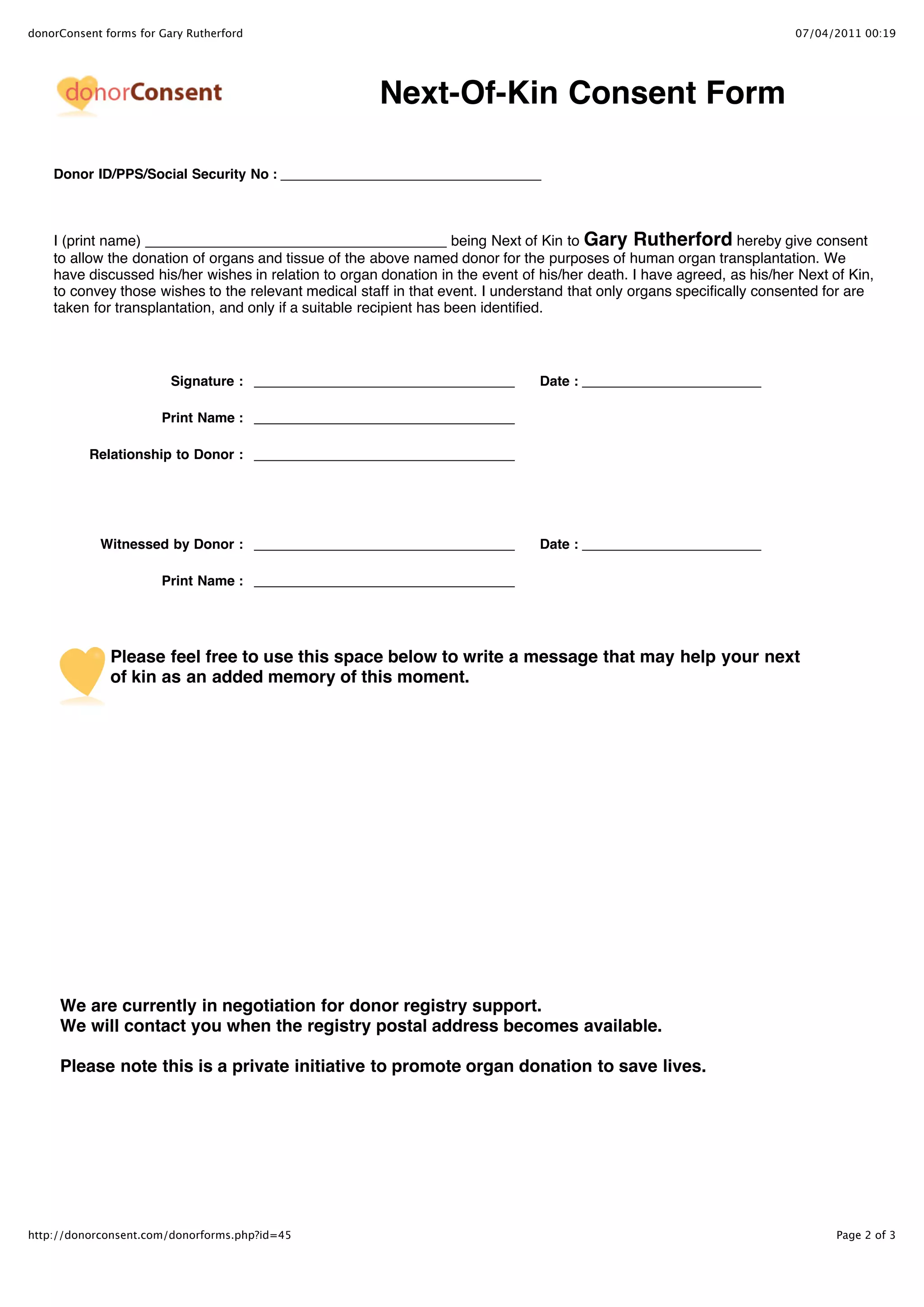 Sample Donor & Next of Kin Forms | PDF